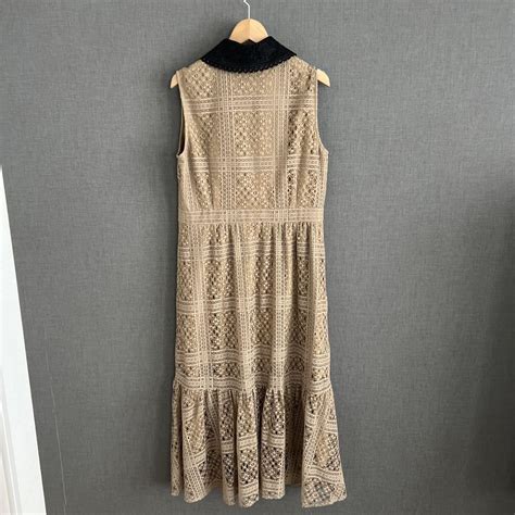 ベージュ ダイアグラム グレースコンチネンタル 衿刺繍 ティアード レース ワンピース サイズ