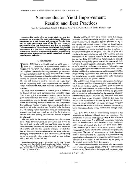Pdf Semiconductor Yield Improvement Results And Best Practices