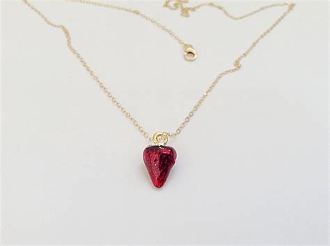 Gold Charm Necklace Chain Necklace Pendant Necklace Red Charm