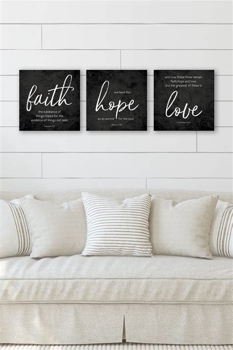Faith Hope Love Large Canvas Art Bible Verse Canvas Art Set Etsy