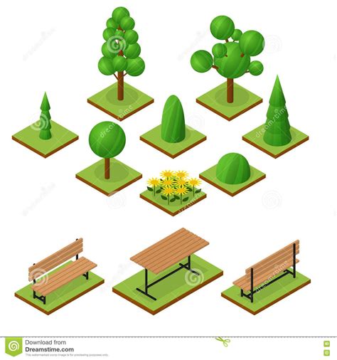 Set Of Trees And Bushes In Isometric View Download From Over 52