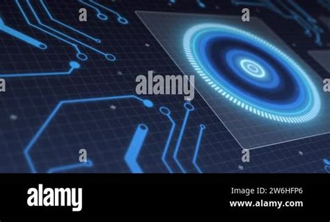 Animation Of Scope Scanning And Processor Elements On Screen Over Grid