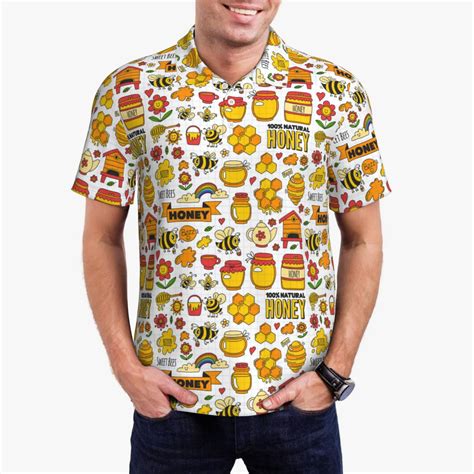 Polo Shirts For Men Bees And Honey 1 Soft Comfort Breathable Casual