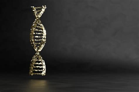 Premium Photo Golden Dna Molecule Complex Spiral Structure On A Black Background Medical