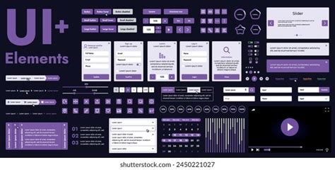 Set Modern Violet Web Interface Elements Stock Vector Royalty Free