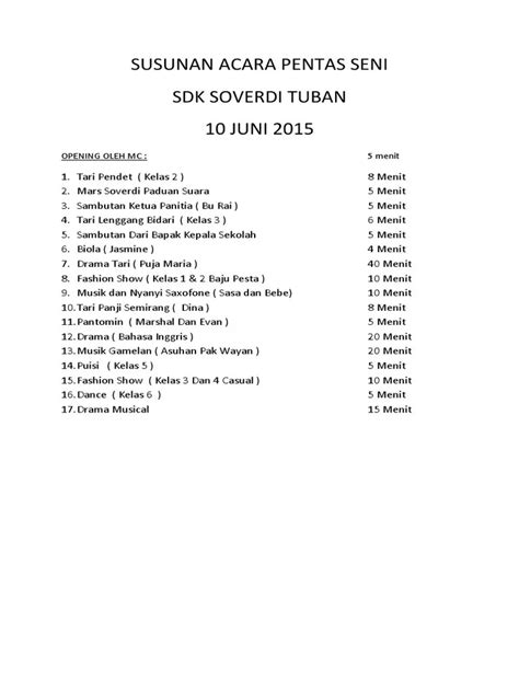 Kata Penutup Acara Pentas Seni