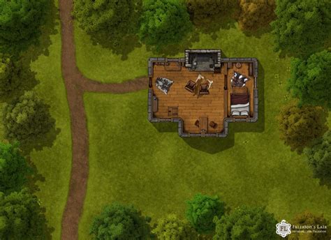 Battlemap Of A House In The Forest With Two Different Cellar Variants Battlemaps Fantasy Town