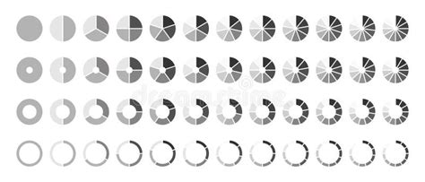 Pie Chart Set Diagram Collection With Sections Or Steps Circle Icons For Infographic Ui Web