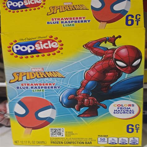Oat Free Popsicle Marvel Spider Man Strawberry Blue Raspberry Lime