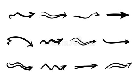 Arrows Set Hand Drawn Direction Indicator Elements Simple Doodle