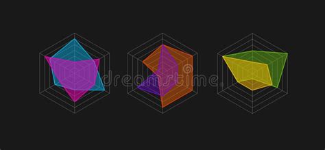 KIVIAT Radar Or Spider Diagram Template Thin Line Set Vector Stock Vector Illustration Of