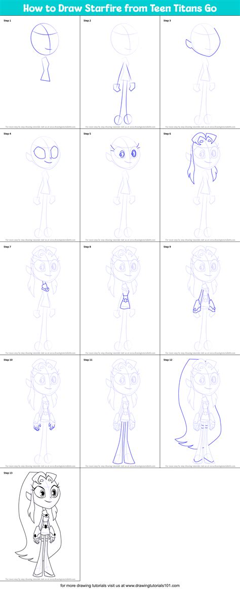 How To Draw Starfire From Teen Titans Go Teen Titans Go Step By Step