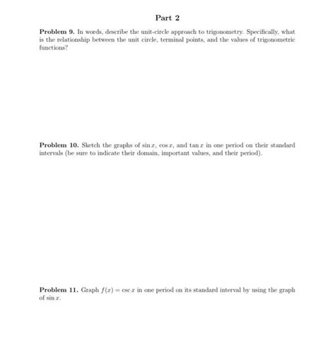 Solved Problem In Words Describe The Unit Circle Chegg