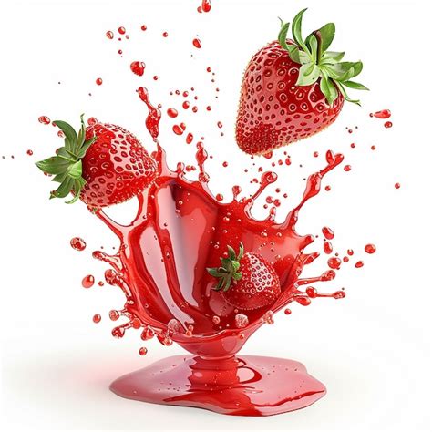 Premium Photo Sweet Fresh Strawberry Juice Or Jam Splash Swirl With Strawberry Isolate Background