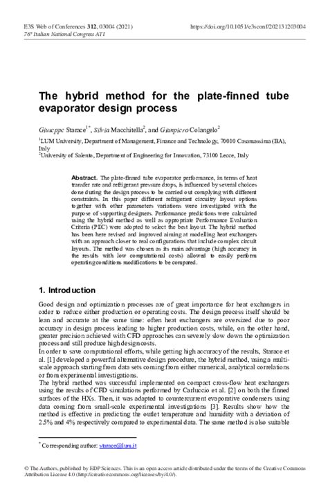 Pdf The Hybrid Method For The Plate Finned Tube Evaporator Design Process