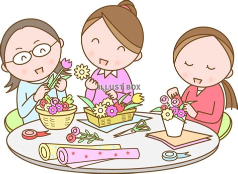 無料イラスト フラワーアレンジメントをする女性