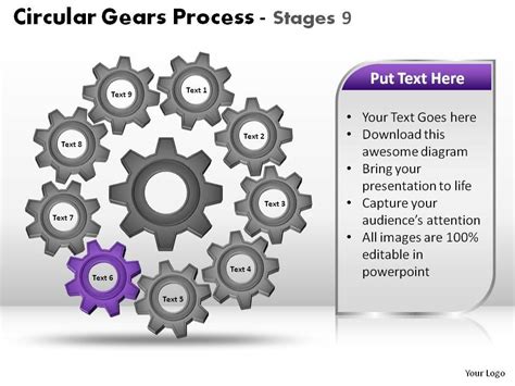 Circular Gears Process Stages 9 Powerpoint Slides Templates