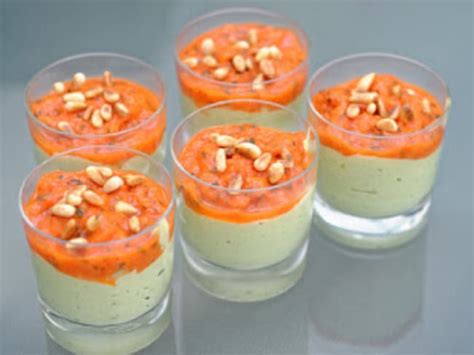 Verrine de crème d avocat au St Môret et aux poivrons Recette par Ma
