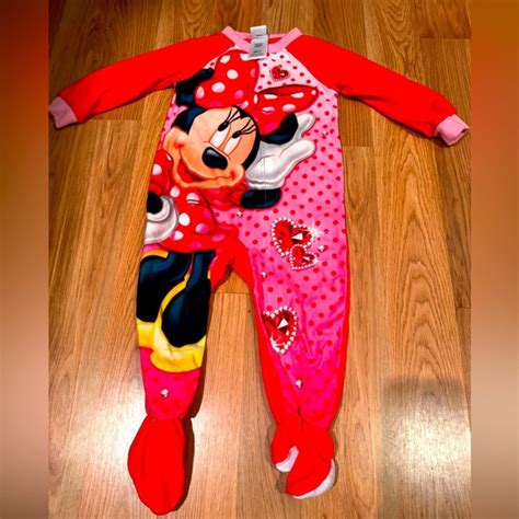 Disney Pajamas Disney Minnie Mouse Girls Red Footsie Pajamas Poshmark