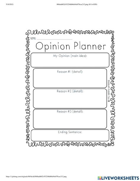 Opinion Paragraph Graphic Organizer Online Exercise For Live Worksheets