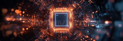 Intricate Details Of A Microchip In A Futuristic Digital Environment With Glowing Circuitry And