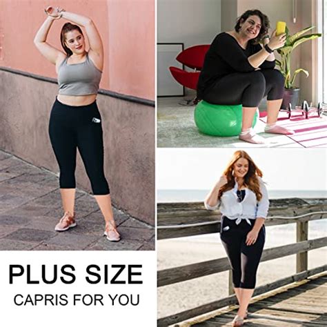 Yeug Womens Plus Size Capri Leggings With Pockets 2 Pack High Waist
