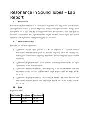 Exploring Resonance In Sound Tubes Lab Insights Course Hero
