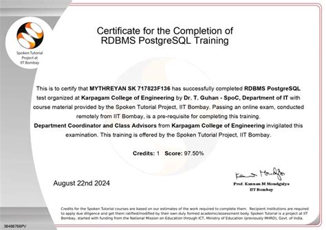 Mythreyan Sk On Linkedin Rdbms Postgresql Iitbombay