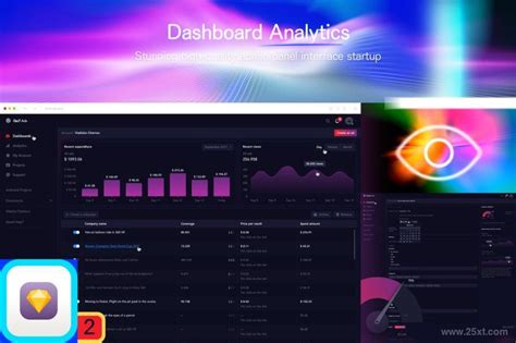 简洁美观的网站后台管理dashboard仪表盘ui设计sketch模板 25学堂