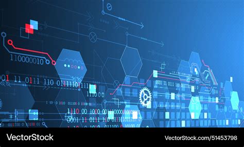 Abstract Circuit Board And Hexagons On Gradient Vector Image