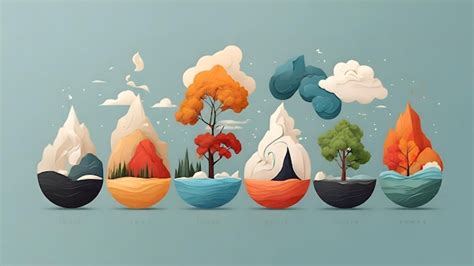 Premium Photo 6 Elements Of Nature Illustration Artwork