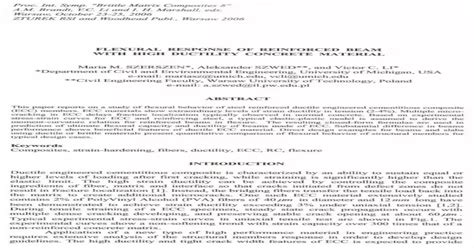 Flexural Response Of Reinforced Beam With High Ductility Concrete