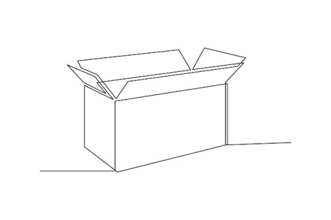 Dessin Au Trait Continu Demballage En Carton Vecteur Premium