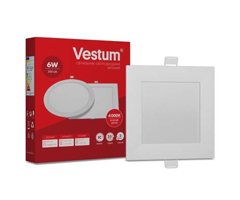 Квадратний світлодіодний врізний світильник Vestum 6w 4000k 220v 1 Vs