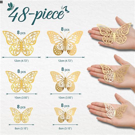 48 Pcs Butterfly Wall Decor Stickers 3 Sizes Butterfly