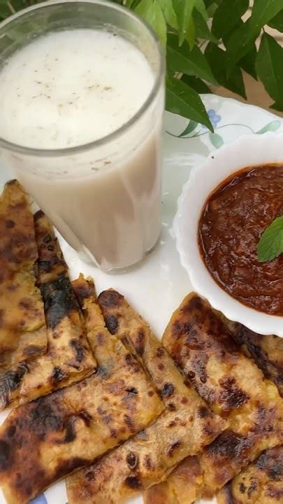 Aaloo Pratha Wid Red Chutney Nd Lassi💕alooparathahomemade