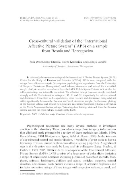 Pdf Cross Cultural Validation Of The “international Affective Picture