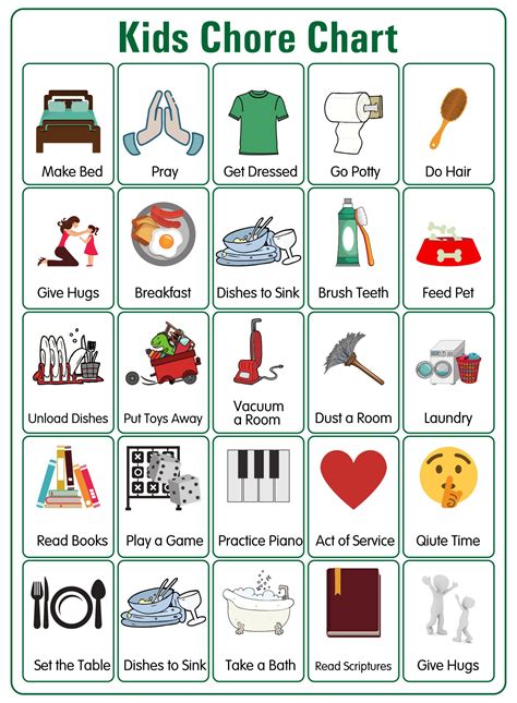 Diy Chore Chart With Clipart Chore And Routines Printable