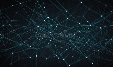 Complex Network Interconnected Lines And Dots Varying In Thickness And Direction Creates