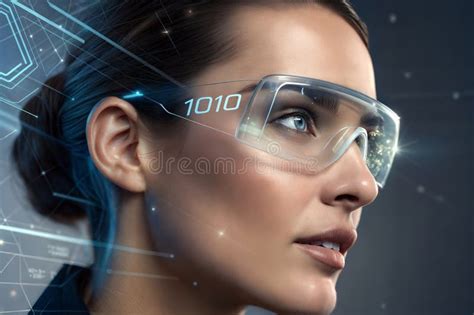 futuristic digital glasses binary code technology stock illustration