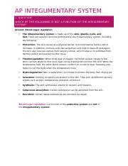 AP INTEGUMENTARY SYSTEM Docx AP INTEGUMENTARY SYSTEM QUESTION WHICH OF THE FOLLOWING IS NOT