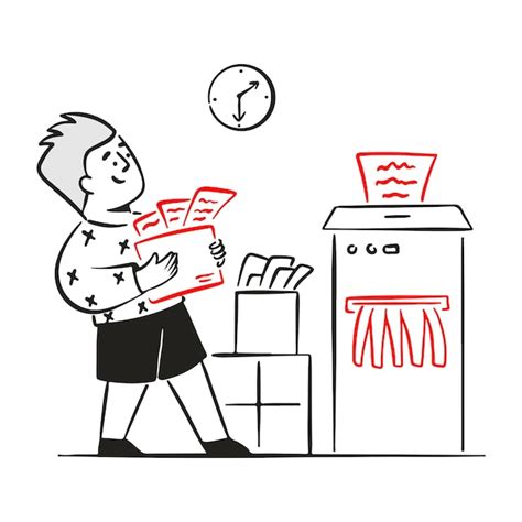 Premium Vector Man Holding Document Box And Destroy Unnecessary Data