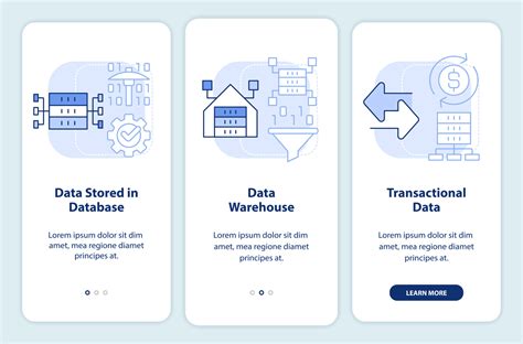 Types Of Data That Can Be Mined Light Blue Onboarding Mobile App Screen Walkthrough 3 Steps