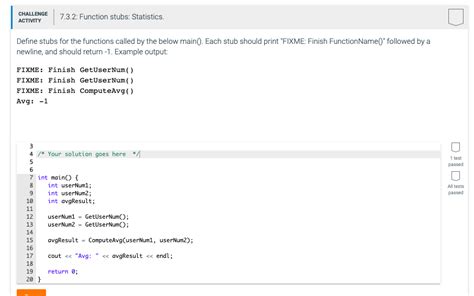 Solved Challenge Activity732 Function Stubs Statistics