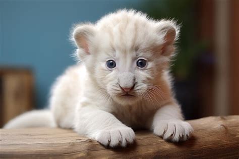 Premium Photo Innocent Cute White Lion Fur Mammal Generate Ai