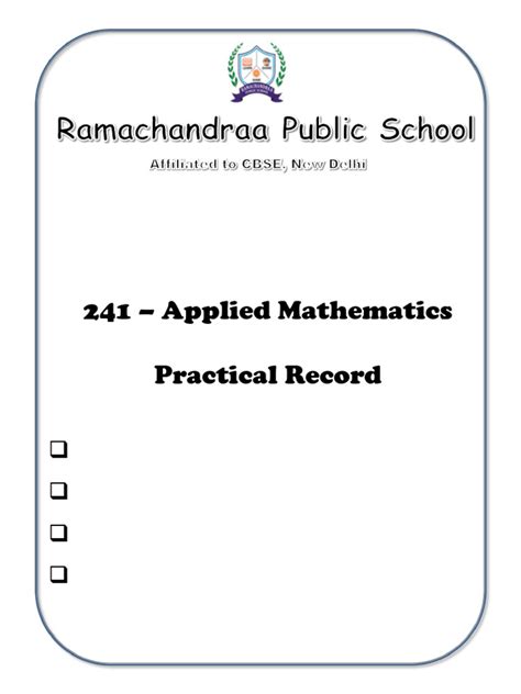 Xi Applied Maths Practical 2024 25 Pdf