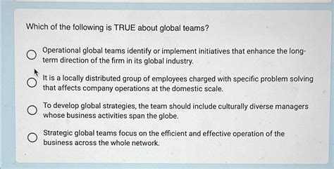 Solved Which Of The Following Is True About Global