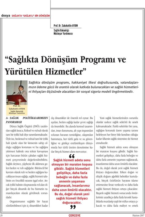 Sa l kta Dönüflüm Program ve Yürütülen Hizmetler PDF Ücretsiz indirin