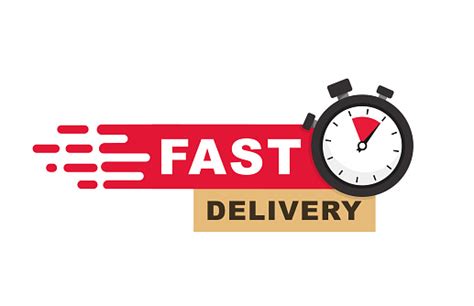 빠른 배달 아이콘 익스프레스 배송 및 긴급 배송 서비스 스톱워치 표지판 타이머 및 익스프레스 배송 비문 빠른 배달 로고 디자인 벡터 일러스트레이션 긴급 개념에 대한 스톡