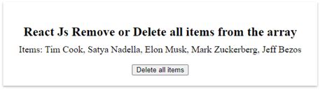 React Remove Item From Array Clear Delete All Element